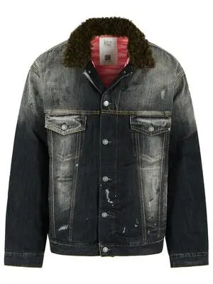 Acne Studios Faux Fur Lined Denim Jacket - Black