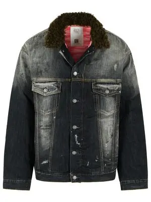 Acne Studios Faux Fur Lined Denim Jacket - Black