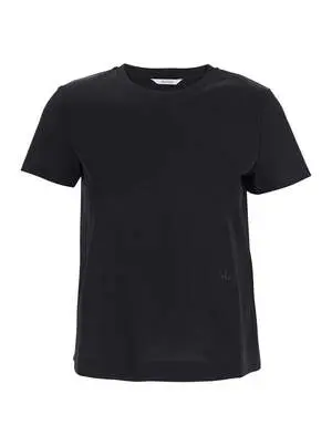 Max Mara Cotton T-shirt With Embroidered Logo - Black