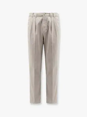 Brunello Cucinelli Double Pleat Stretch Canvas Trousers - Multicolor