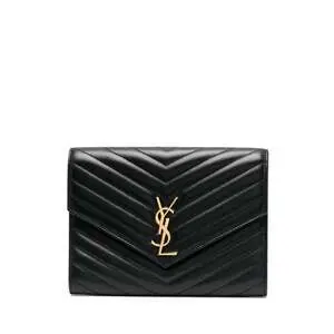 Saint Laurent Leather Matelassé Effect Clutch Bag