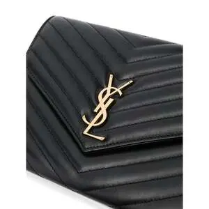 Saint Laurent Leather Matelassé Effect Clutch Bag