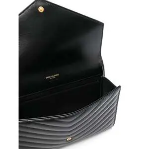 Saint Laurent Leather Matelassé Effect Clutch Bag