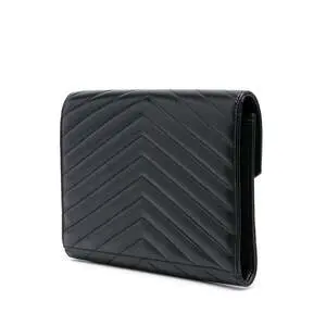 Saint Laurent Leather Matelassé Effect Clutch Bag