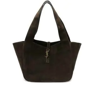 Saint Laurent Suede Tote Bag With Logo Plaque