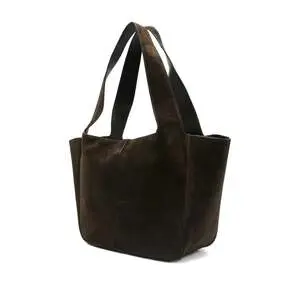 Saint Laurent Suede Tote Bag With Logo Plaque