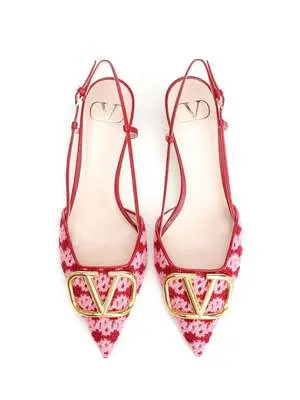 Valentino Garavani Vlogo Slingback Pumps In Crochet - Multicolor