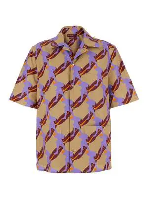 Gucci Bowling Shirt With Cuban Collar And All-over Print In Cotton - Multicolor