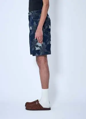 Gucci Denim Floral Jacquard Shorts