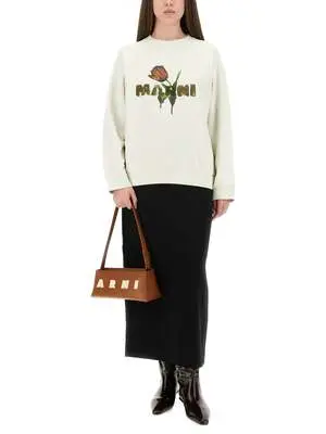 Marni Cotton Sweatshirt With Tulip Print - White