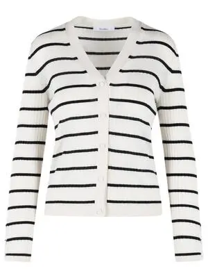 MAX MARA Max Mara Cashmere And Silk Blend V-Neck Cardigan With Stripes
