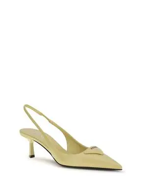 Prada Slingback Pumps With Leather Triangle Logo - Yellow