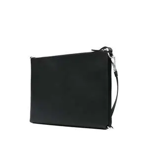 Fendi Calf Leather Embossed Logo Clutch Bag - Black