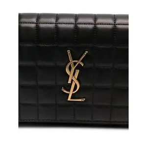 Saint Laurent Lambskin Matelassé Clutch With Cassandre Logo Plaque
