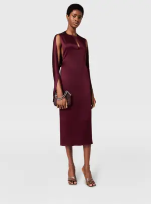 Stella McCartney Bordeaux Midi Dress With Cape Sleeves And Cut-out Detail