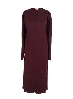 STELLA MCCARTNEY Stella McCartney Bordeaux Midi Dress With Cape Sleeves And Cut-out Detail
