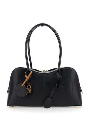 Stella McCartney Medium Ryder Handbag With Lock Detail In Black Ecoleather - Multicolor
