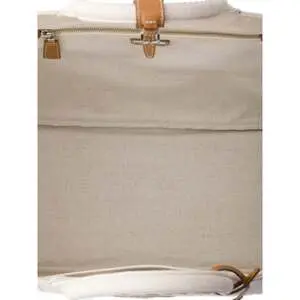 Prada Canvas Tote Bag With Logo Lettering And Adjustable Shoulder Strap - Cream