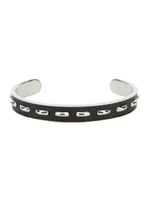 Fendi Open Design Bracelet With Leather Details In Brass - Multicolor