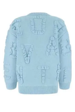 Bottega Veneta Light Stretch Wool Blend Shetland Alphabet Oversize Sweater