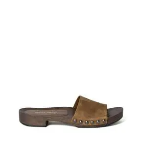 Miu Miu Suede Low Block Heel Slides
