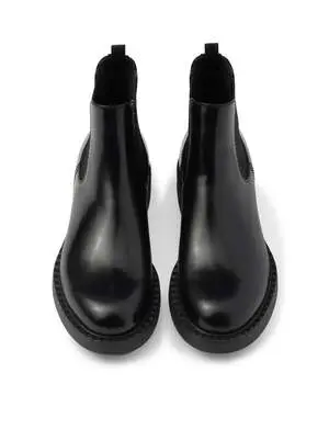 Prada Brushed Leather Chelsea Boots - Black