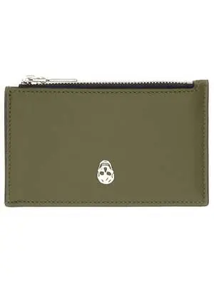 Alexander McQueen Card Holder Skull Detail - Brown