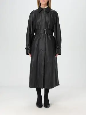 Max Mara Leather Trench Coat - Black