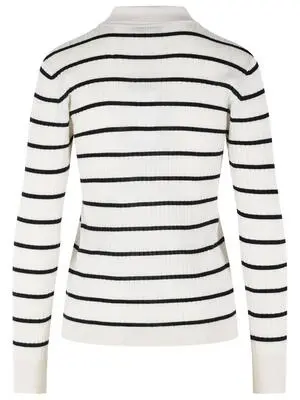 Max Mara Cashmere And Silk Striped Polo Sweater - Cream