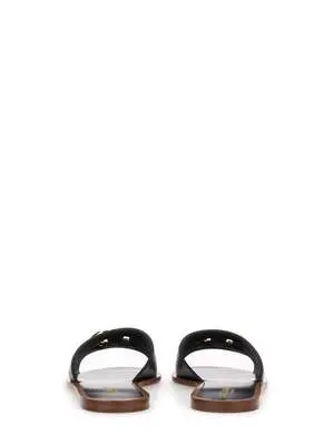 Dolce & Gabbana Leather Slide Sandals With Dg Logo Detail