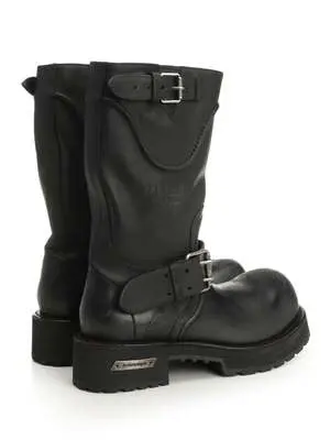 Balenciaga Venom Leather Buckled Boots - Black