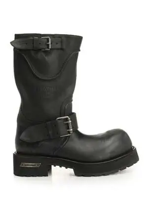 Balenciaga Venom Leather Buckled Boots - Black