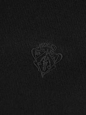 Gucci Wool Ribbed Turtleneck With Embroidered Crest - Black