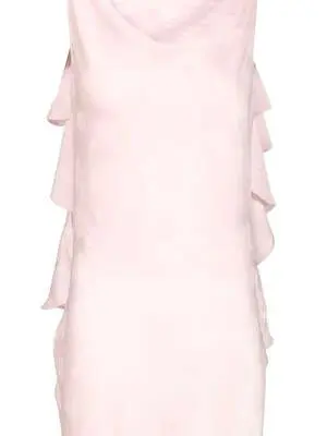 ROTATE BY BIRGER CHRISTENSEN Long Satin Jacquard Dress With Ruffles - Multicolor