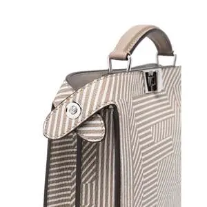 Fendi Calf Leather Ff-pattern Tote Bag - Cream