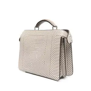 Fendi Calf Leather Ff-pattern Tote Bag - Cream