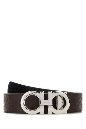 FERRAGAMO Reversible Leather Belt With Silver Metal Buckle - Brown