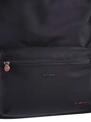Kiton Technical Fabric Backpack With Logo And Leather Accents