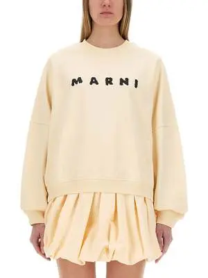 Marni Marni Cotton Sweatshirt With Graphic Print Cream