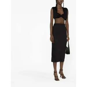 Saint Laurent Silk Gathered Cropped Top