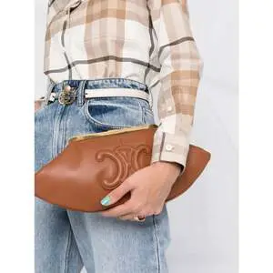 Celine Leather Triomphe Motif Clutch Bag