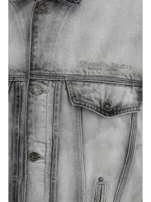 DIESEL® D-denver Denim Jacket With Leather Collar - Gray