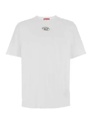 DIESEL® T-adjust-od' White T-shirt With Logo Patch On The Front In Cotton