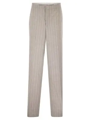Tagliatore Adima Tailored Virgin Wool And Silk Pinstriped Trousers - Cream