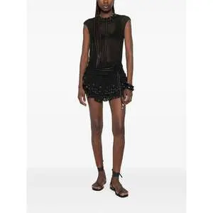 Isabel Marant Étoile Bead Embellished Scalloped Trim Mini Skirt