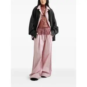 Dolce & Gabbana Striped Wide-leg Silk And Cotton Palazzo Pants - Pink