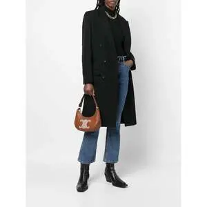 Celine Calf Leather Embroidered Logo Shoulder Bag