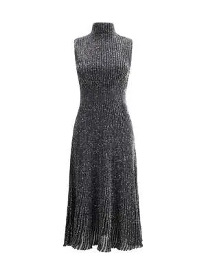 Alaïa Sequined Turtleneck Midi Dress - Gray