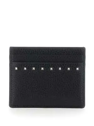 Valentino Garavani Valentino Garavani Men Black Card Holder With Rockstud Embellishments In Leather Man Multicolor