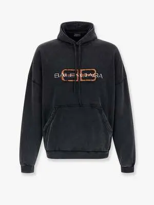 Balenciaga Cotton Hooded Sweatshirt With Logo - Multicolor